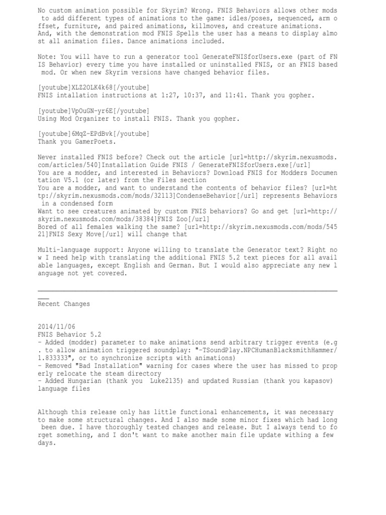 FNIS Readme 5.2 | PDF | Microsoft Windows | Installation (Computer ...