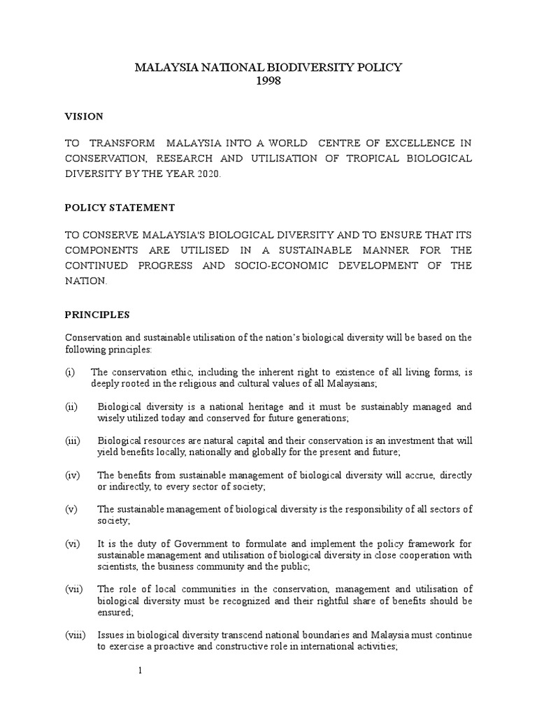 Biodiversity Policy | Biodiversity | Conservation Biology