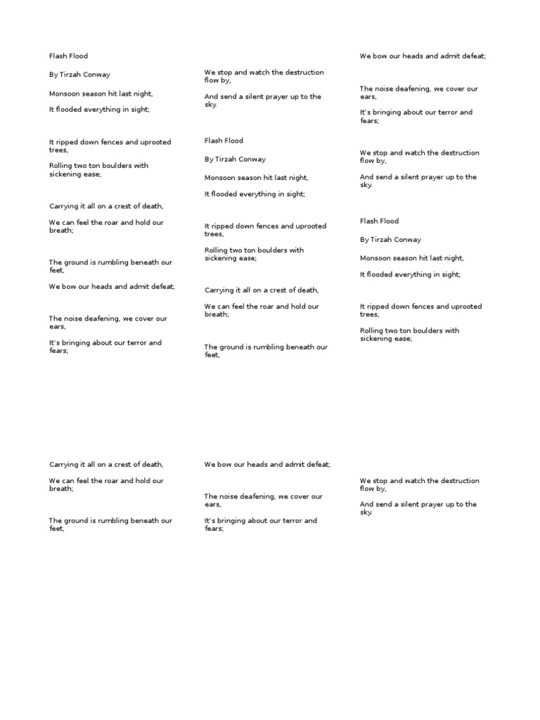 Flash Flood Poem | PDF