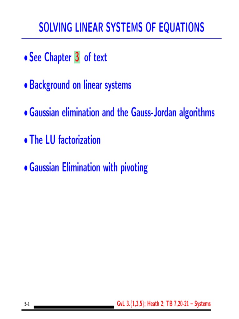 Lec05 Systems | PDF | System Of Linear Equations | Algorithms