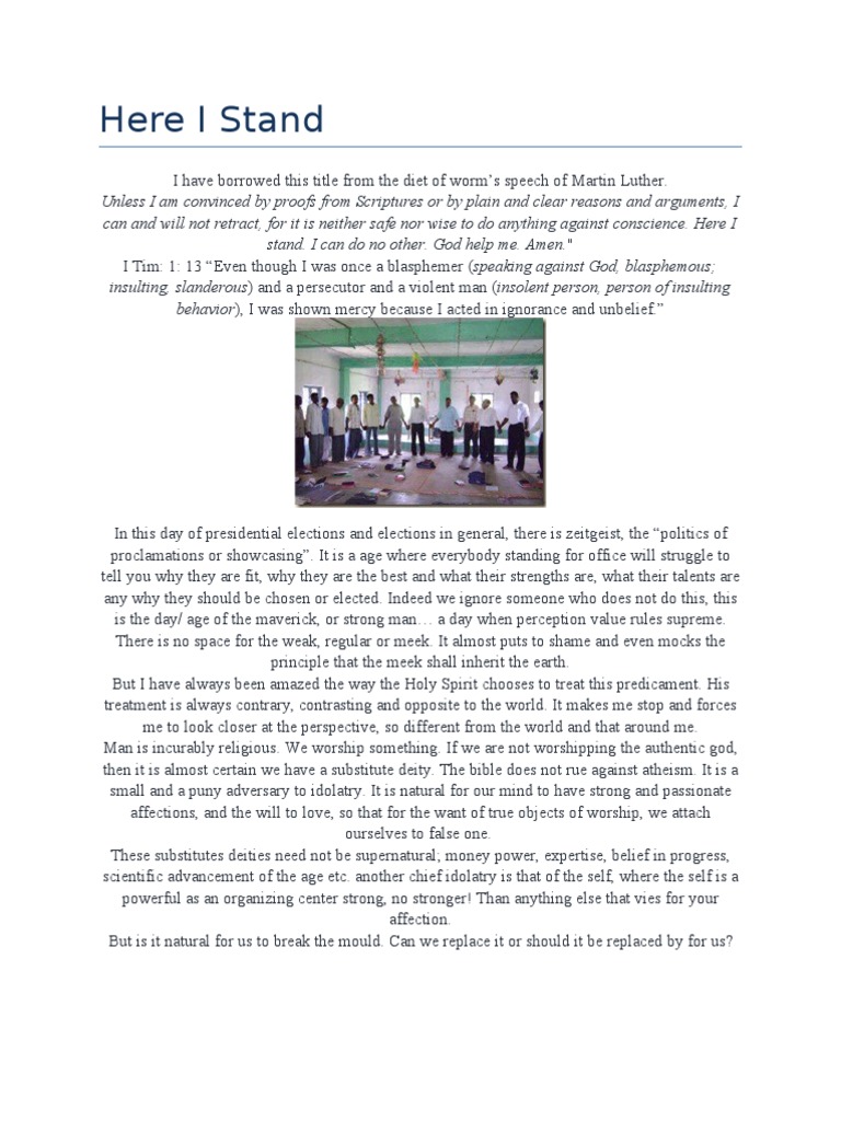 Here I Stand | PDF | Throne | Grace In Christianity