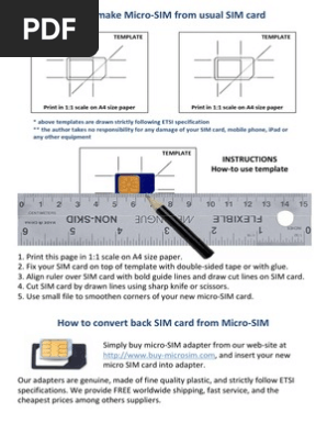 Printeble Nano Sim Cutting Template