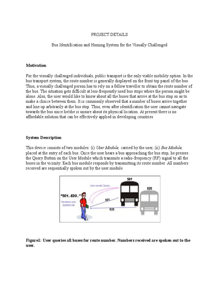 Bus Identification System Project | PDF | Bus | Visual Impairment