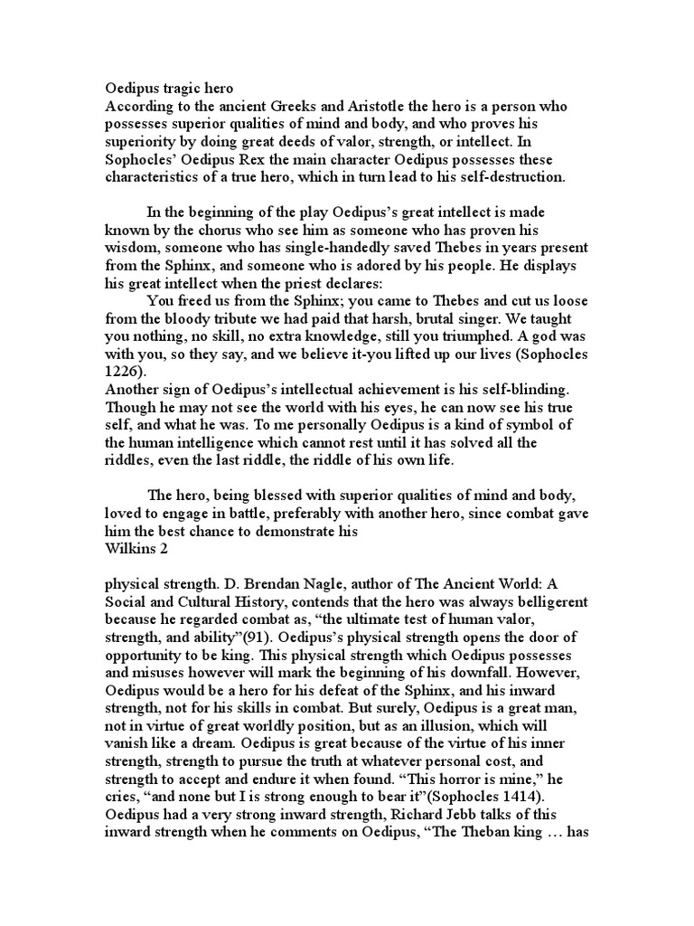 Oedipus Tragic Hero | PDF | Oedipus | Sophocles