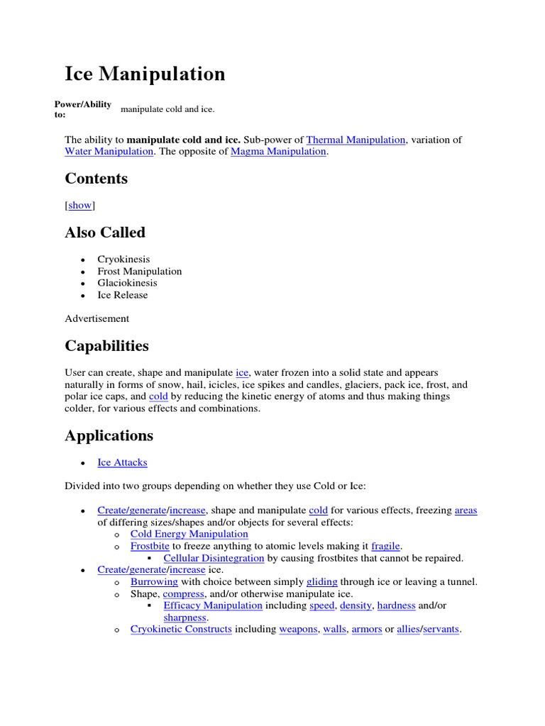 Ice Manipulation | PDF | Ice | Frost