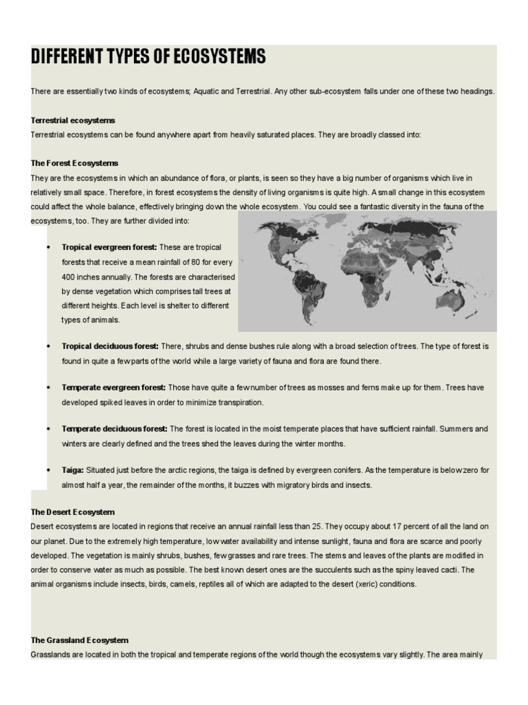 Different Types of Ecosystems | PDF | Aquatic Ecosystem | Grassland