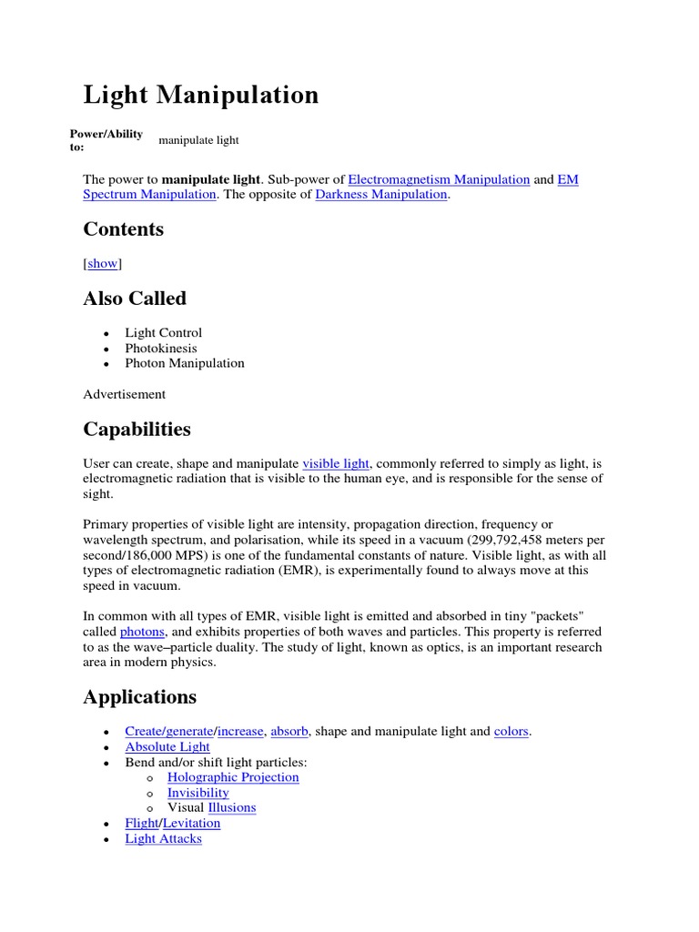 Light Manipulation | PDF | Light | Electromagnetic Radiation