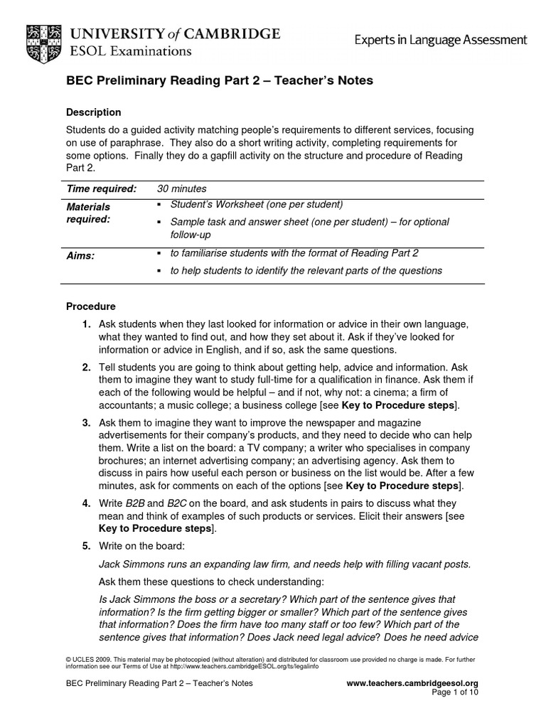 BEC Reading Part 2 | PDF | Receipt | Ellipsis