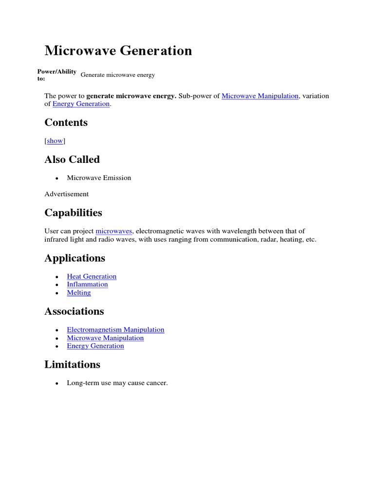 Microwave Generation Capabilities | PDF | Technology & Engineering