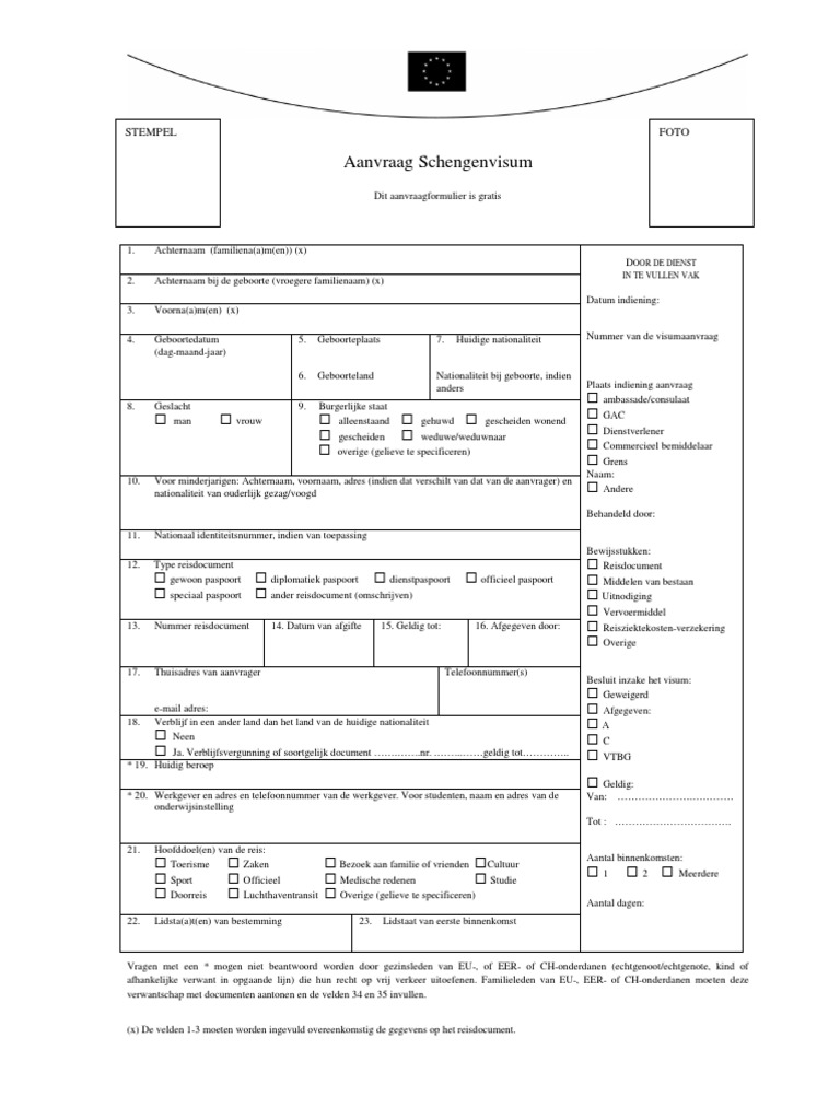 Schengen Visumaanvraagformulier Nederlands c PDF (1)