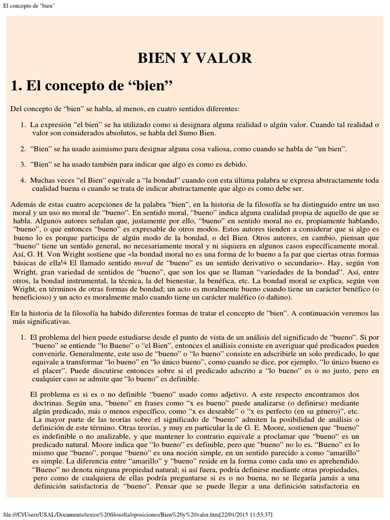 Bien y Valor | PDF | Moralidad | Egoismo psicologico