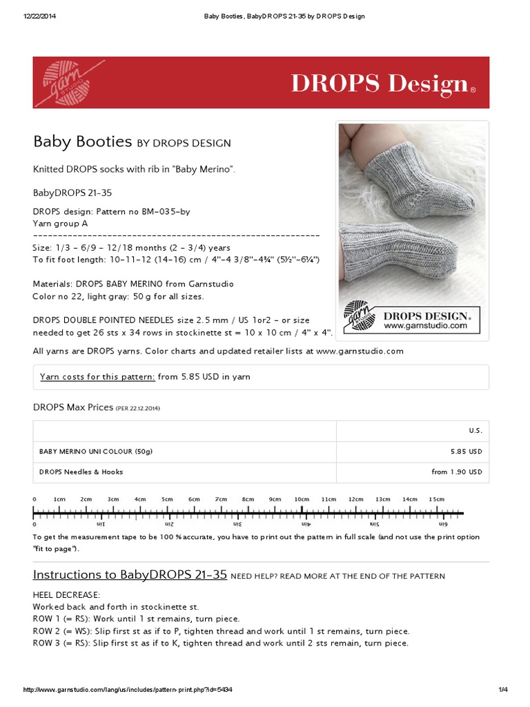Baby Booties, BabyDROPS 21-35 by DROPS Design | PDF | Knitting | Yarn