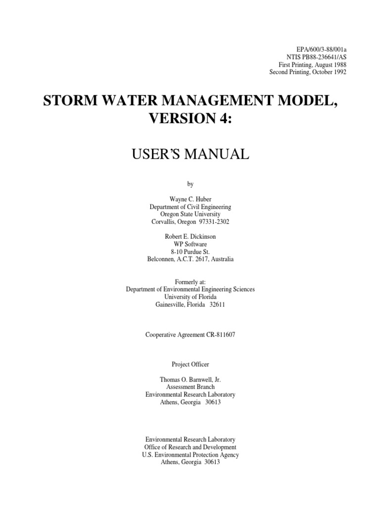 SWMM 4 Manuals | PDF | Surface Runoff | Snow