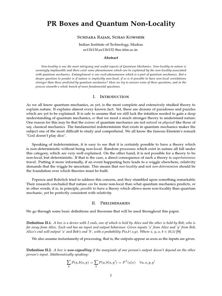 PR Boxes | PDF | Quantum Entanglement | Academic Discipline Interactions
