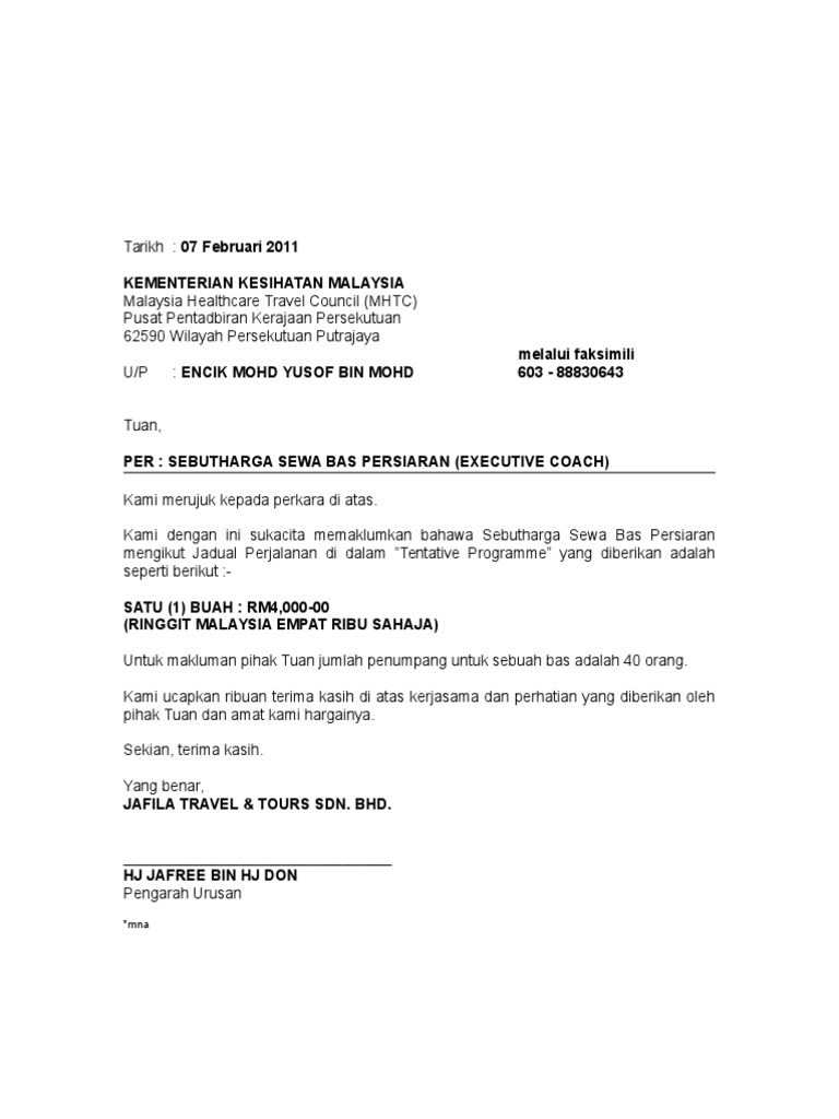 Surat Sebutharga Bas | PDF