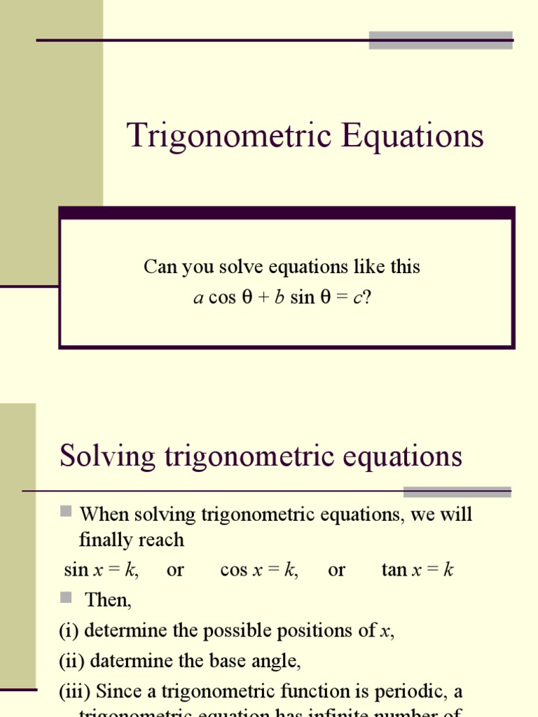 Trigonometric Equations | PDF