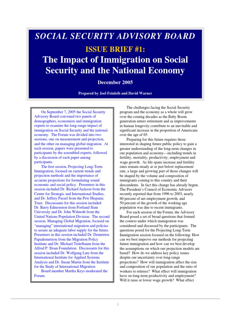 Immigration's Impact on Social Security | PDF