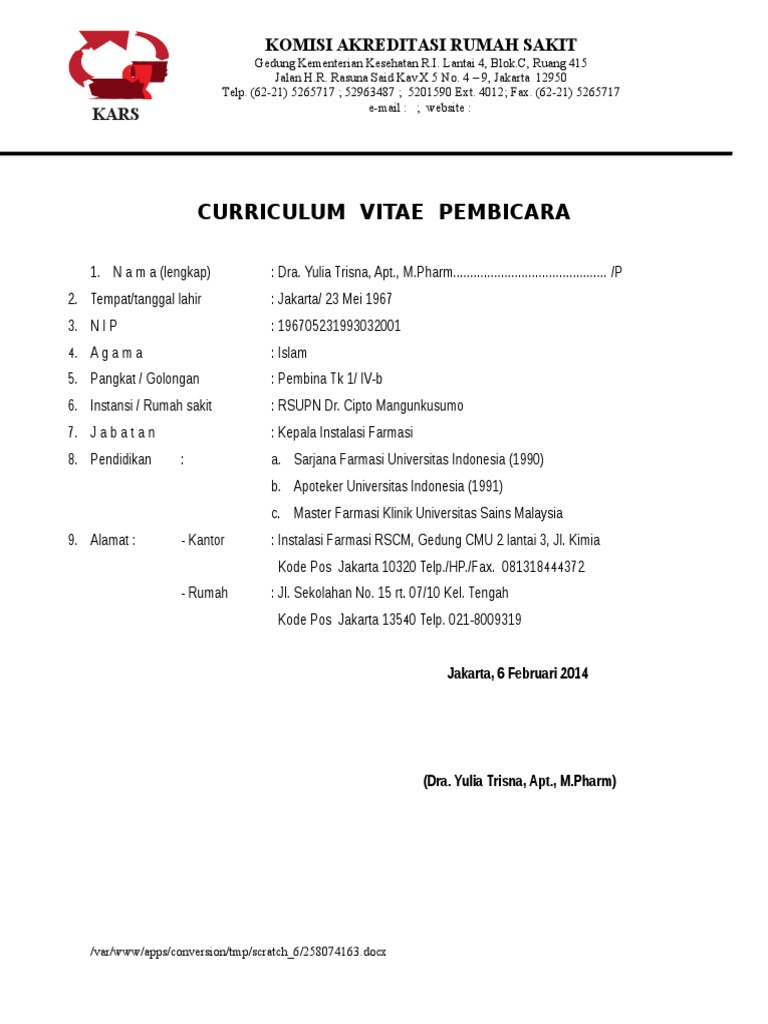 CV Pembicara Yulia Trisna | PDF
