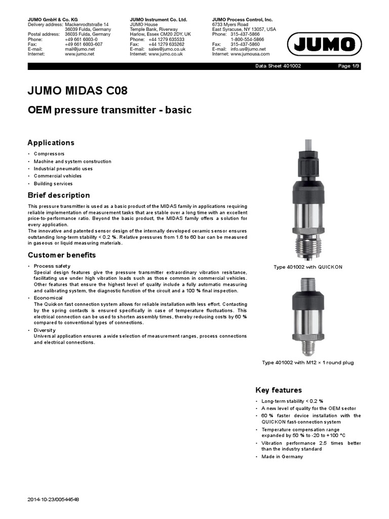 Sensores de Presion Jumo | PDF | Electrical Connector | Electronics