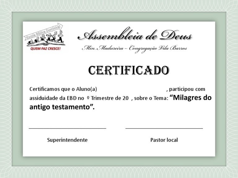 Certificado EBD | PDF