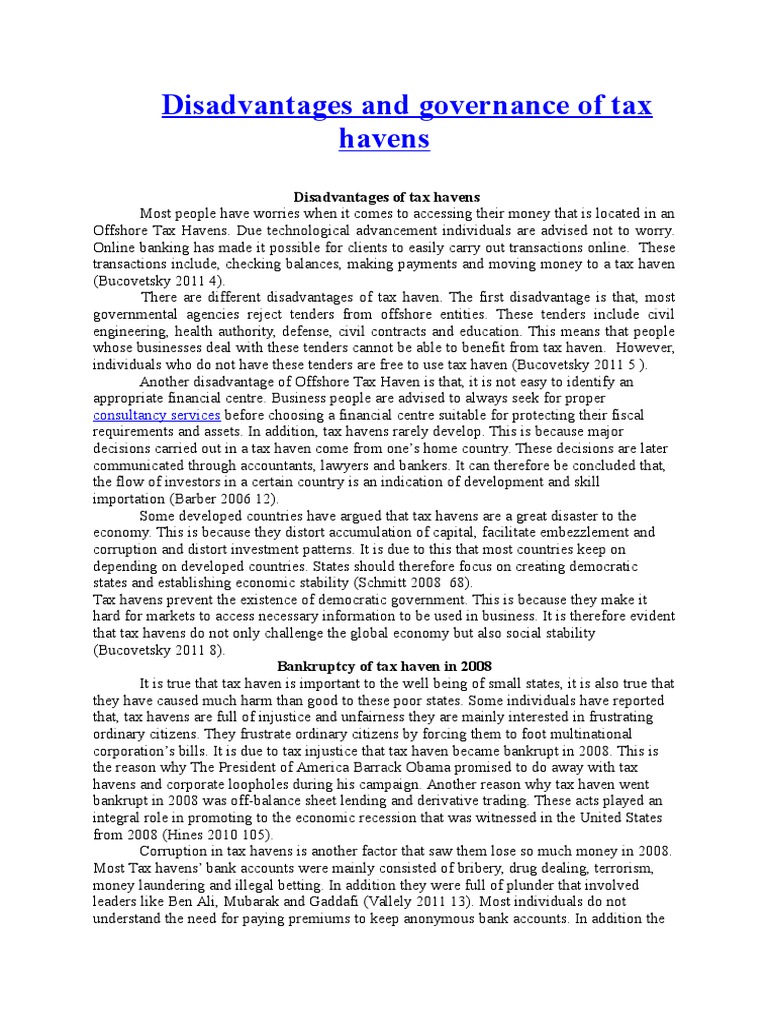 Disadvantages of Tax Havens Explained | PDF | Tax Haven | Taxes