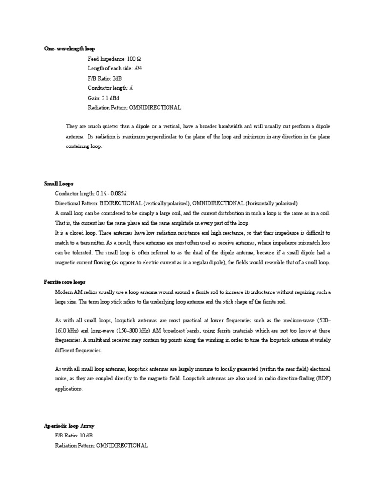 One Wavelength To Loop Skywire | PDF | Antenna (Radio) | Electromagnetism
