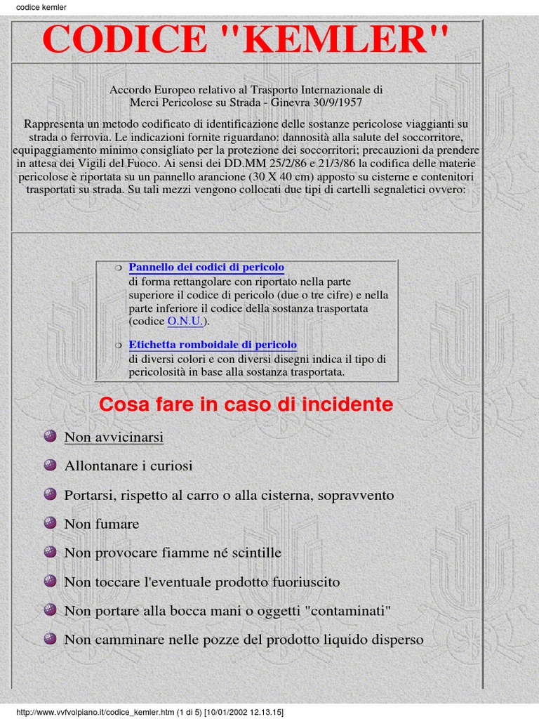 Codice Kemler Sostanze Pericolose | PDF
