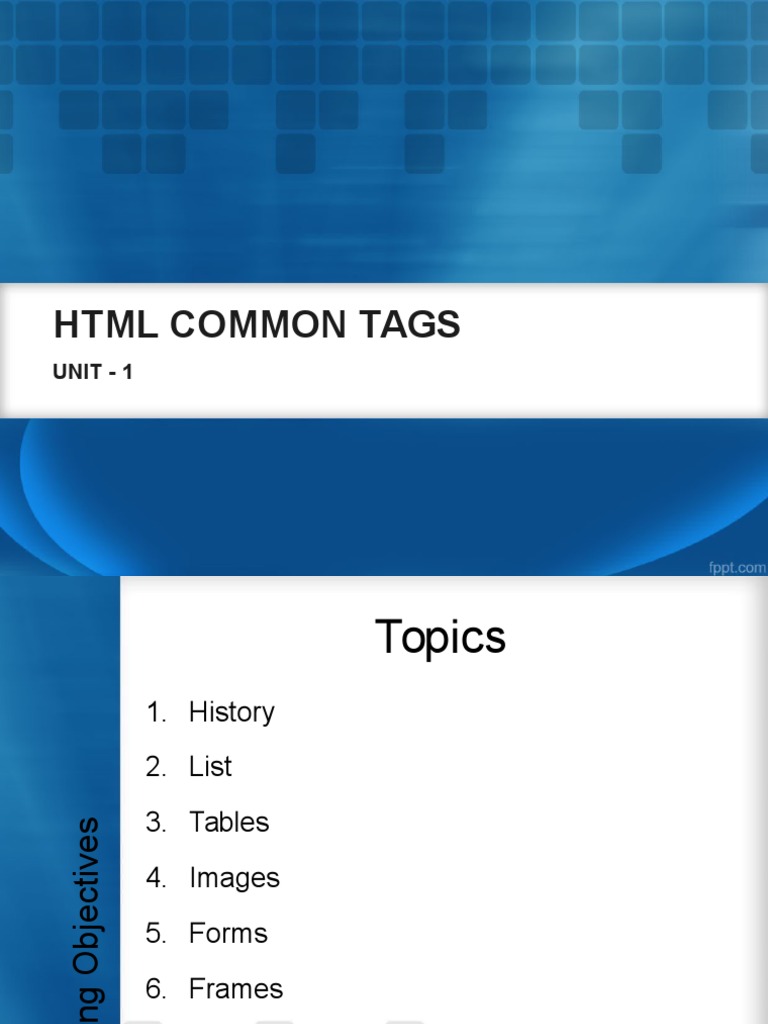 Unit-1 HTML Common Tags | Download Free PDF | Cascading Style Sheets ...