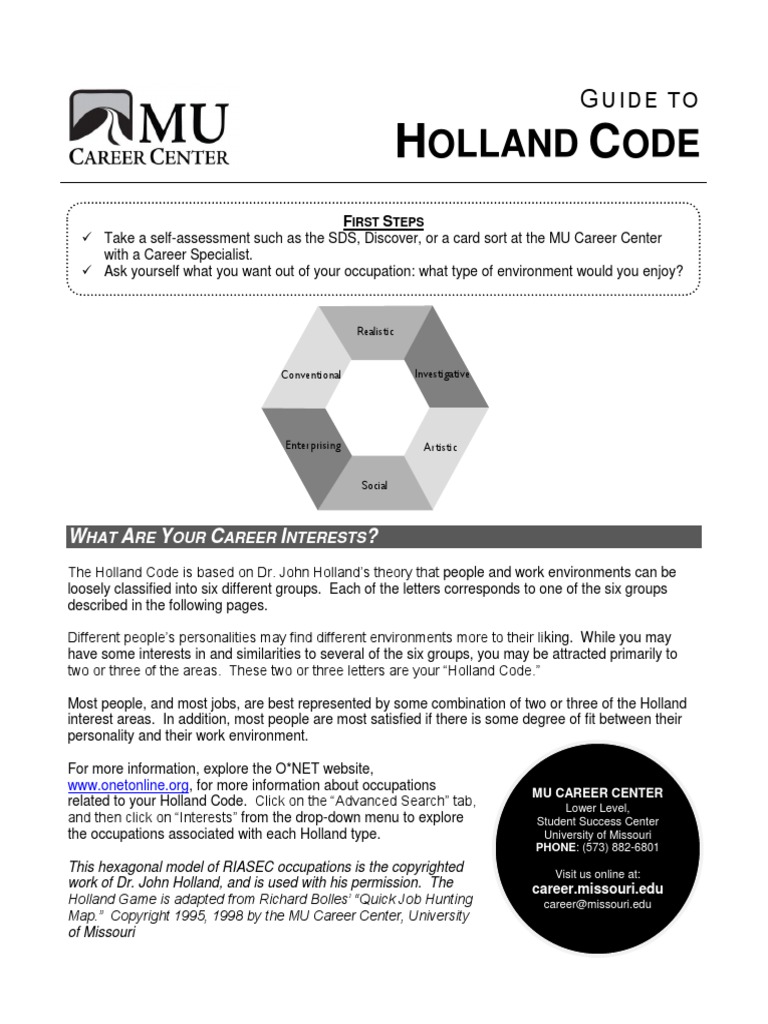 2011guide To Holland Code | PDF | Creativity | Engineering