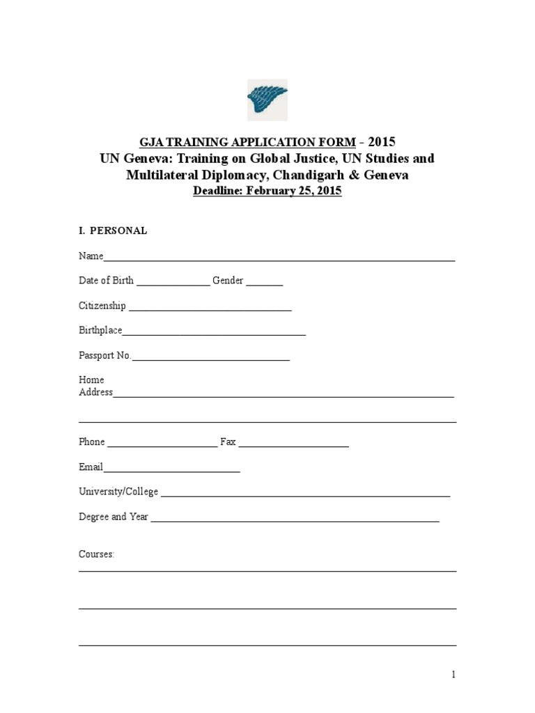 GJA Training Application Form 2015 | PDF | Internship | Job Hunting