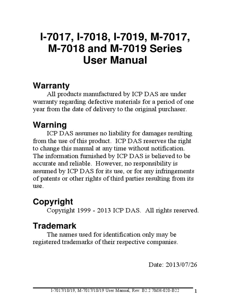I-7017, I-7018, I-7019, M-7017, M-7018 and M-7019 Series User Manual