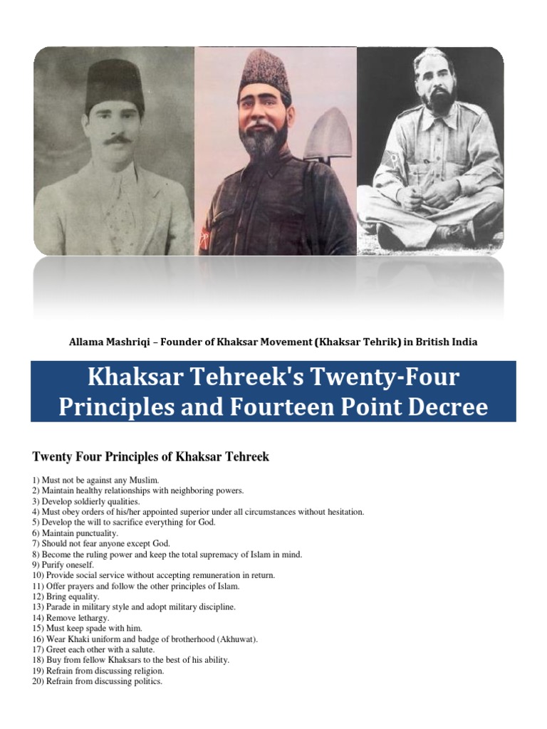 Khaksar Tehreek's Twenty-Four Principles and Fourteen Point Decree ...