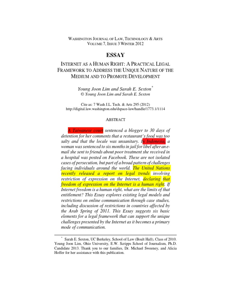 Internet As A Human Right | PDF | Defamation | Freedom Of Speech