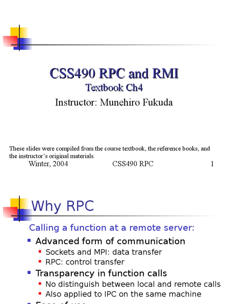CSS490 RPC and RMI | PDF | Parameter (Computer Programming) | Java (Programming Language)