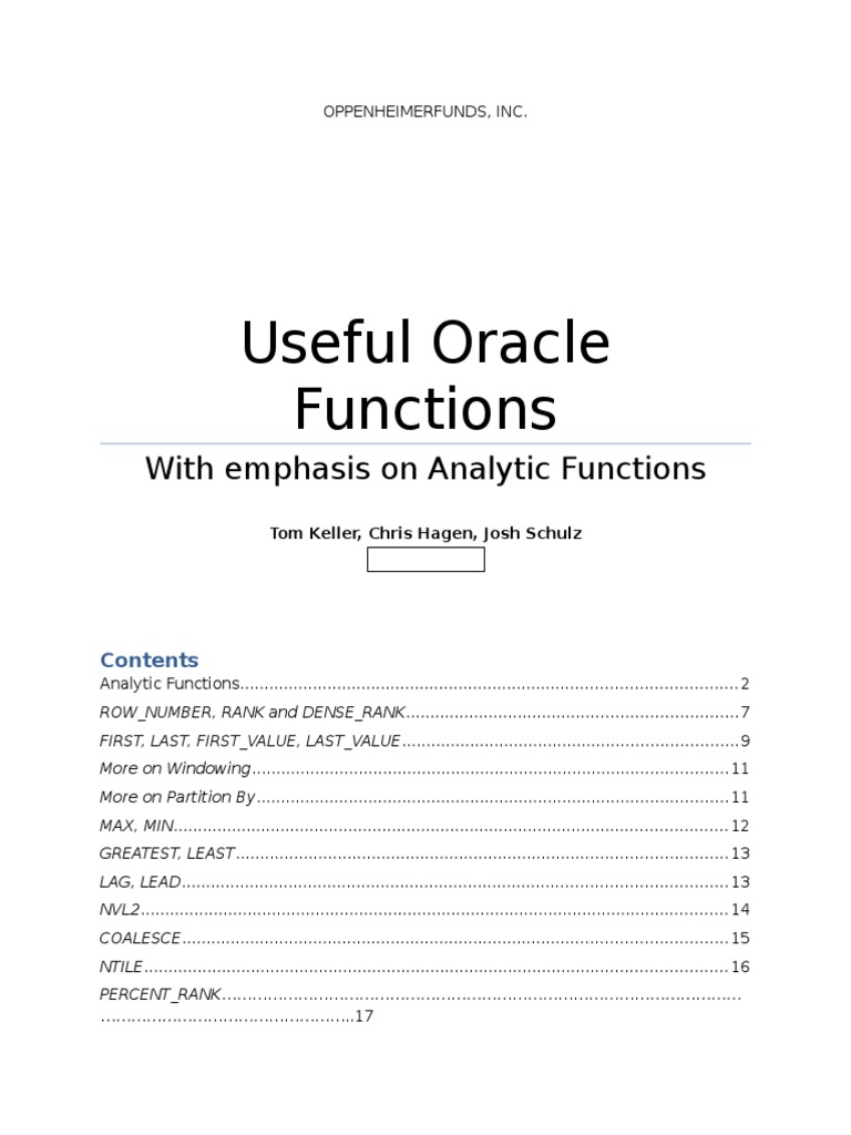 Some Useful Oracle Function | PDF | Computer Programming | Computing