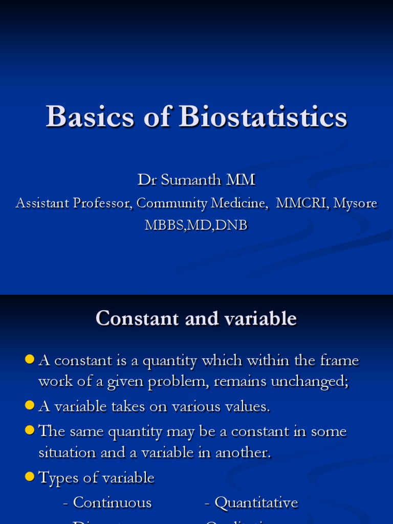 Basics of Biostatistics: DR Sumanth MM | PDF | Level Of Measurement ...