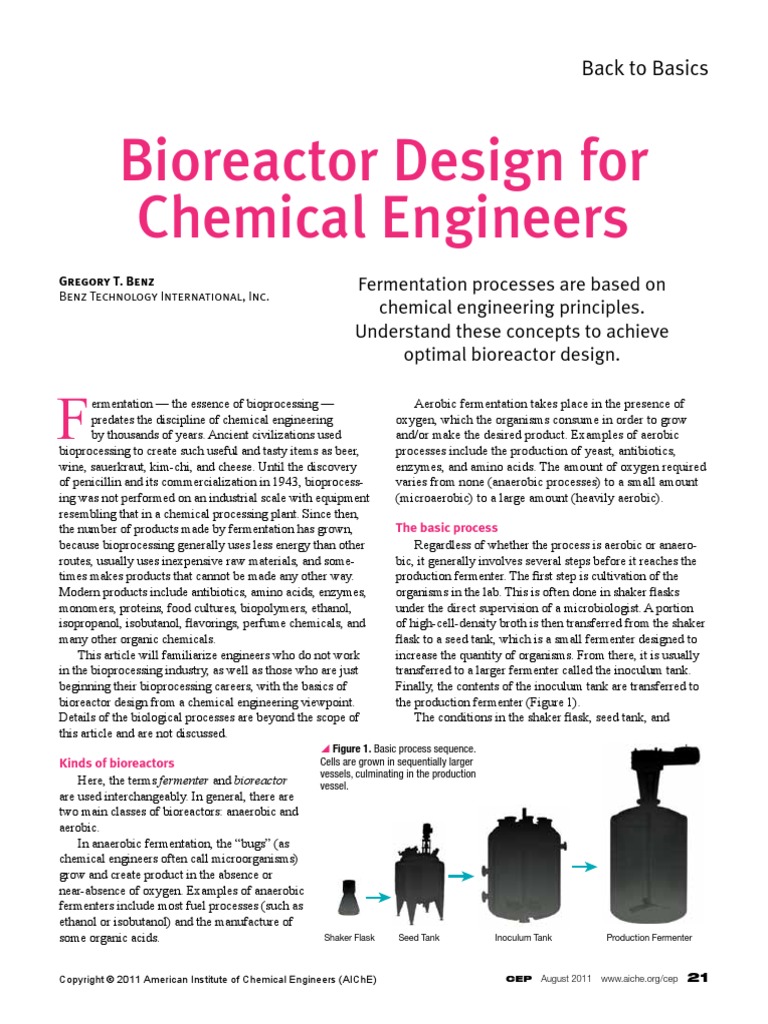 Bioreactor Design For Chemical Engineering | PDF | Fermentation ...