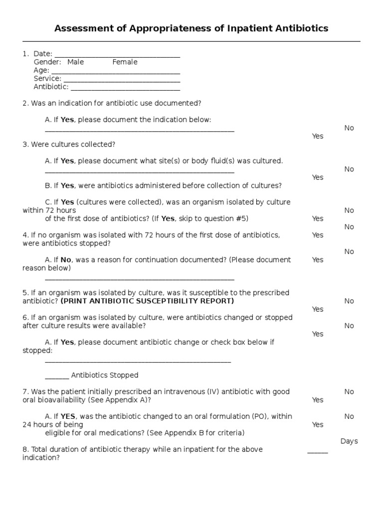 Assessment of Appropriateness of Inpatient Antibiotics | PDF