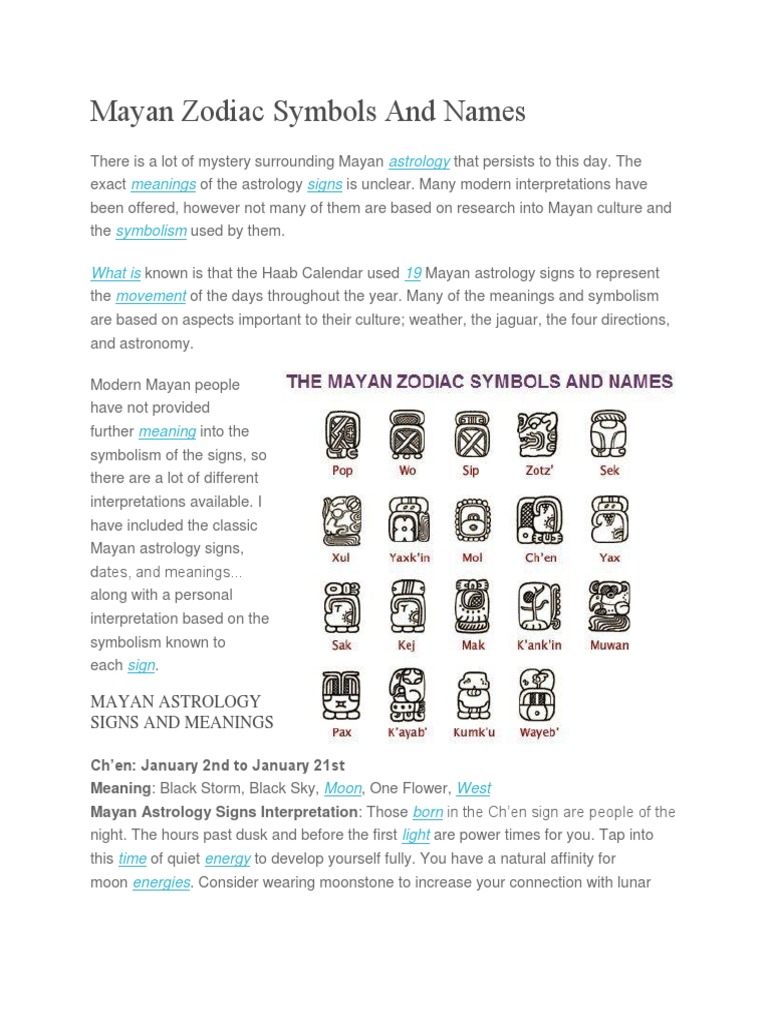 Mayan Animal Symbols And Meanings