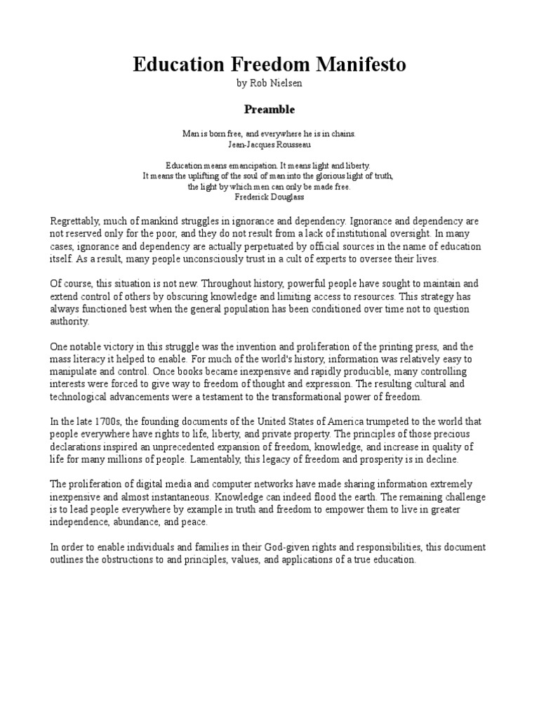 Education Freedom Manifesto | PDF | Teaching Mathematics | Science