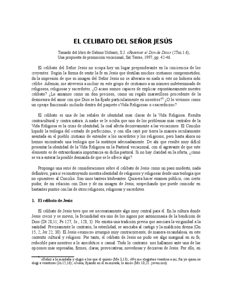 El Celibato de Jesús: Significado y Vocación | PDF | Celibato | Jesús