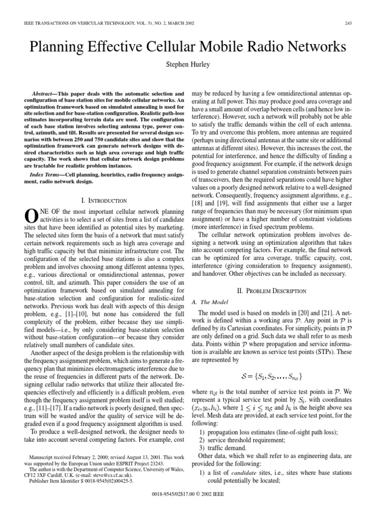 Planning Cellular Mobile Radio Nets PDF | PDF | Cellular Network | Base Station