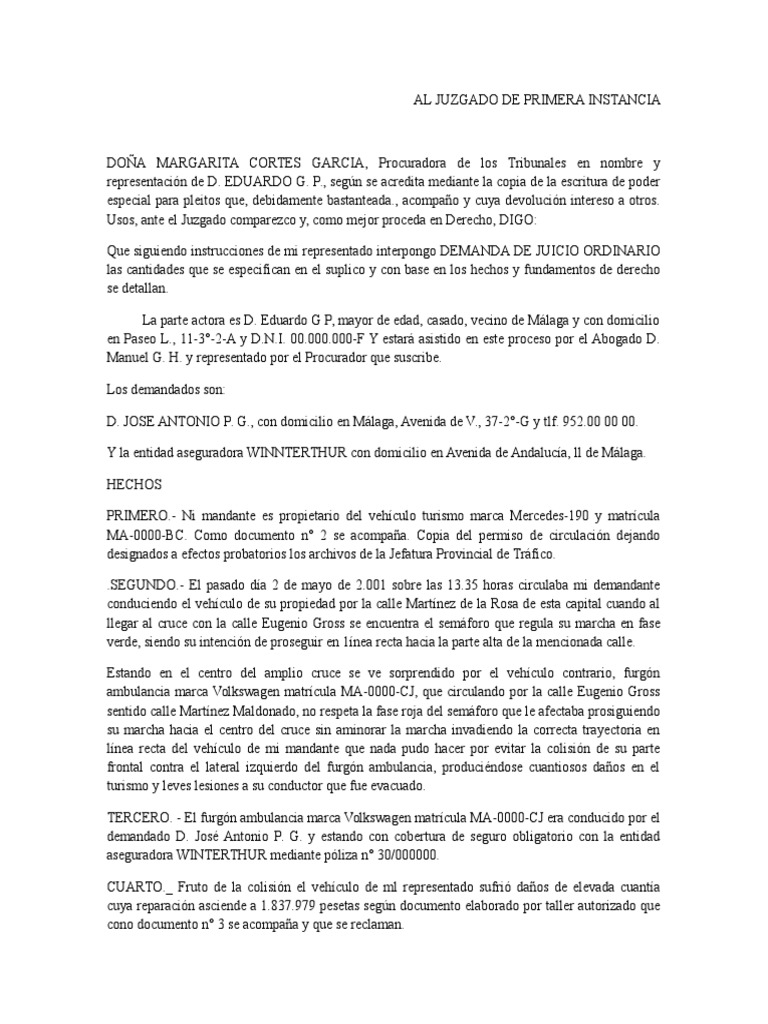 Demanda Ejemplo | Descargar gratis PDF | Información del gobierno | Virtud