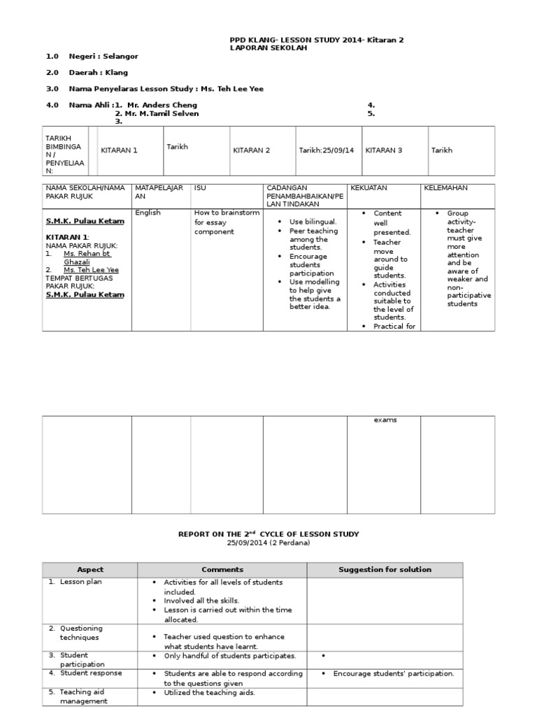 Lesson Study Report Format | PDF | Lesson Plan | Teachers