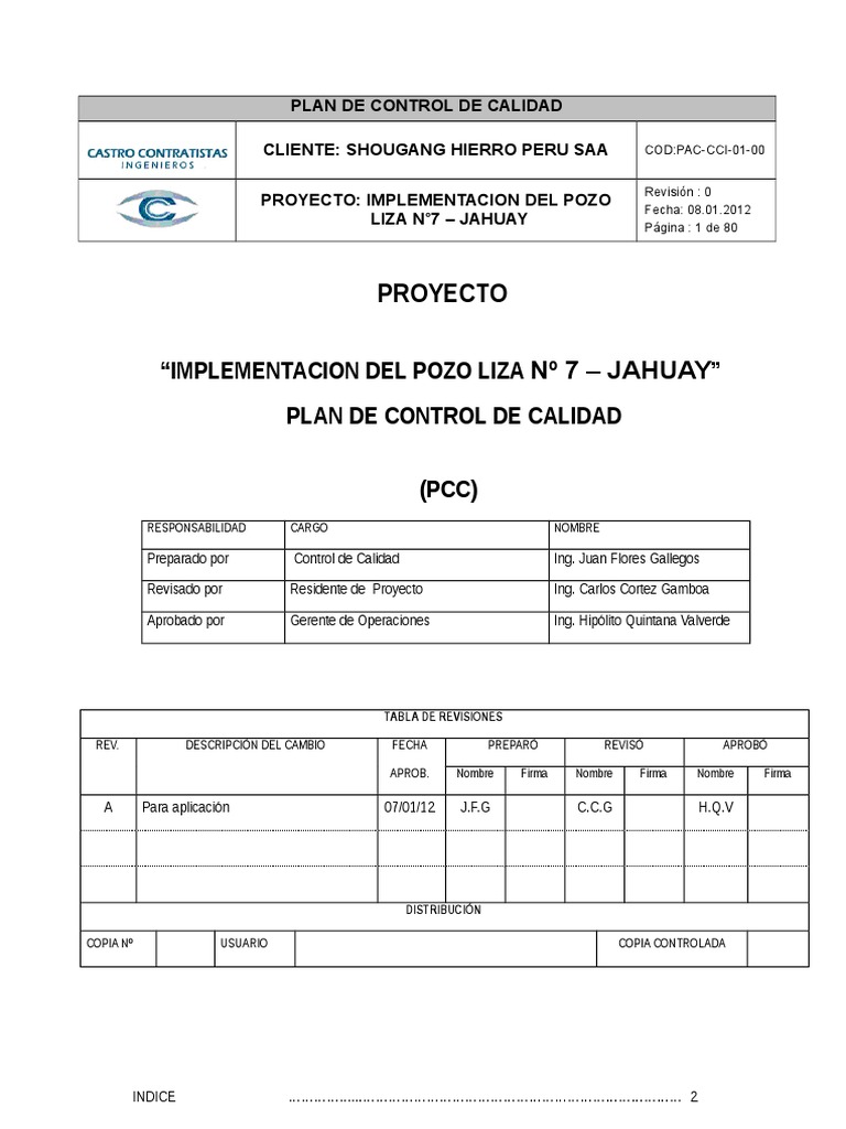 Plan de Control de Calidad SHP | Descargar gratis PDF | Calidad ...