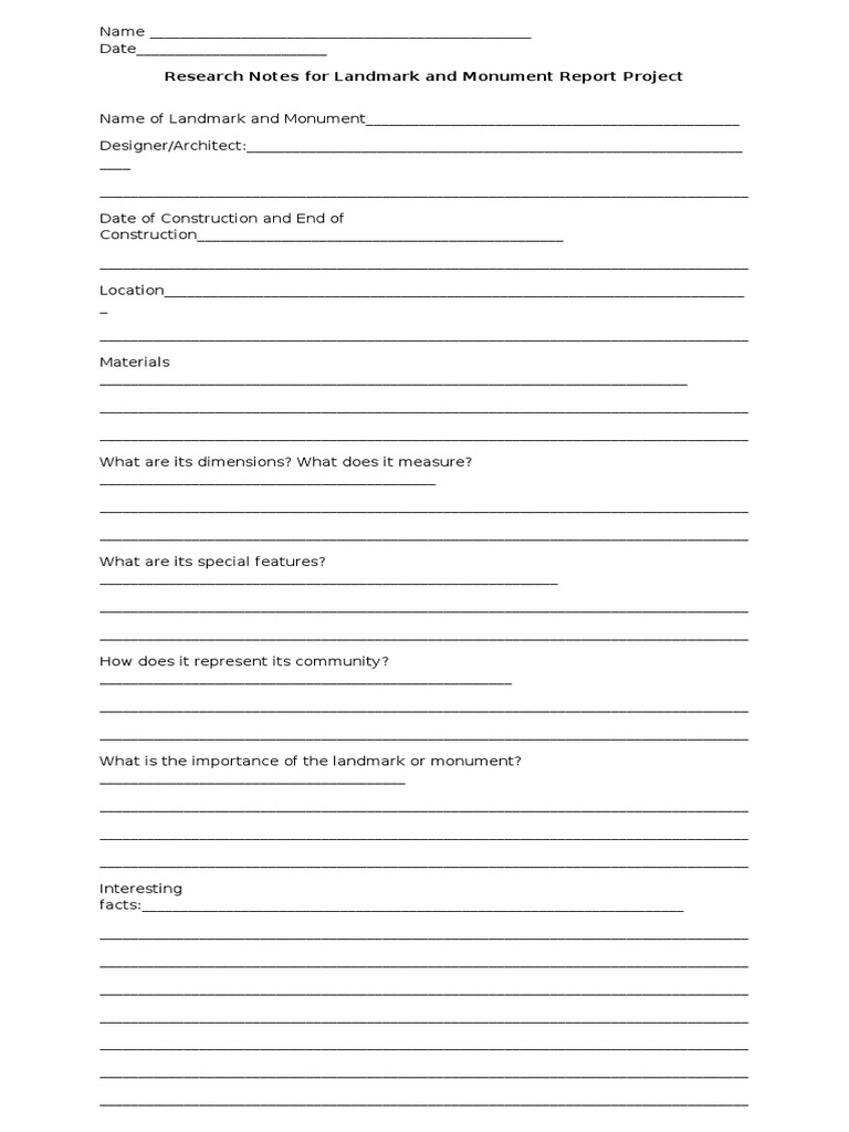 Landmark and Monument Research Notes | PDF