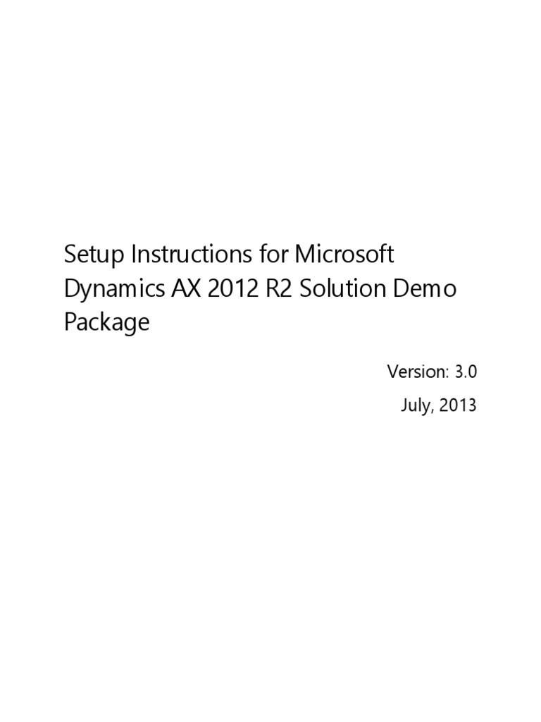 Setup Instructions For Microsoft Dynamics AX 2012 R2 Solution Demo Package | PDF | Hyper V ...