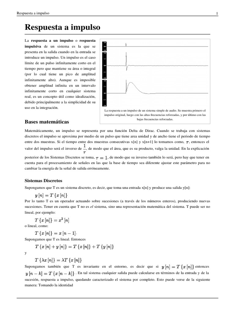 Un análisis completo de la respuesta a impulso de sistemas discretos y ...