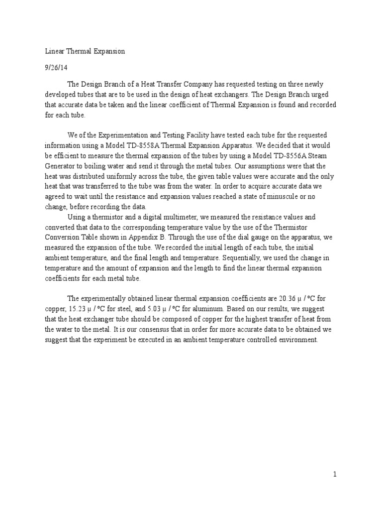 Thermal Expansion Pasco Lab | PDF | Home & Garden | Technology ...