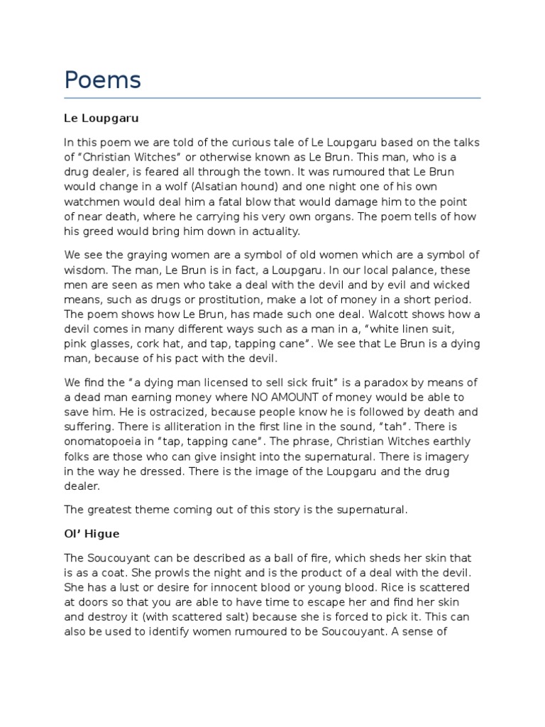 Poems for CSEC | Infants | Poetry